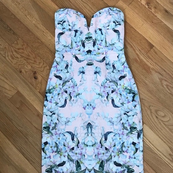 ASOS | Dresses | Pink Floral Asos Strapless Dress | Poshmark